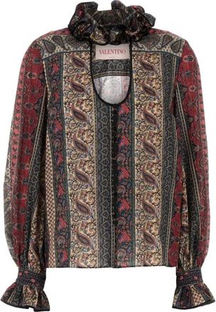 Valentino Garavani Femme, Blouses et Chemises, Multicolore, Taille: 36 FR Chemisier &agrave; Col Volant&eacute; et Imprim&eacute; Cachemire