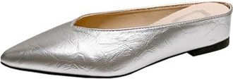 Generic Mules basses &agrave; bout pointu pour femme - Chaussures basses compens&eacute;es &agrave; bride arri&egrave;re - Escarpins d&eacute;t&eacute; d&eacute;contract&eacute;s, Argent&eacute;., 38.5 EU