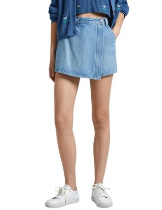 Pepe Jeans London Damen Regular Skort Hw Dnm Shorts, Blau (Denim), 28W