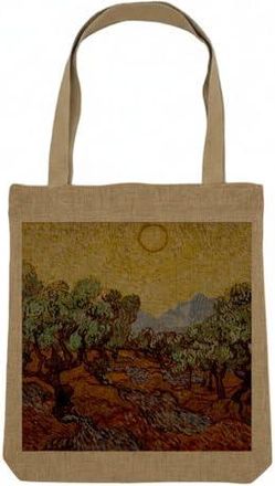 Fabulous Sac Shopping Tote Bag Aspect Lin - Van Gogh Oliviers Peinture Post-Impressionnisme - Sac de Courses Toile Epaisse 360g Beige Naturel Cabas Port&eacute; Epaul
