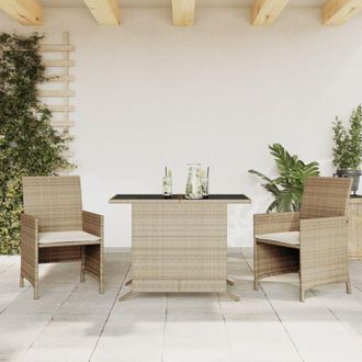 vidaXL vidaXL Ensemble de bistro 3 pcs avec coussins beige résine tressée