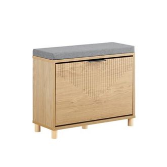 SoBuy Meuble Chaussure Banc à Chaussures Entrée Banc de Rangement Chaussures avec Abattant Rangement Caché et Coussin Confortable Meuble dEntrée Rangement C