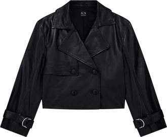 A|X Armani Exchange Veste Courte en Cuir - Femme - Vestes - Noir - Taille: 40 FR
