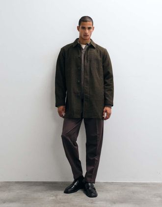 Asos manteau effet laine &agrave; mini carreaux marron