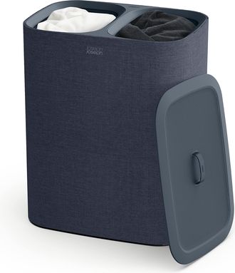 Joseph Joseph Tota - 90 l Wäschesammler mit Deckel, separate Fächer mit herausnehmbaren Baumwollbeuteln mit Griffen zum einfachen Tragen und zur Trennung von Kleidu