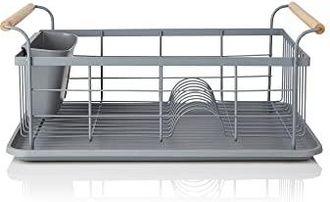 SWAN SWKA5062GRYN Nordic Geschirrkorb mit abnehmbarem Besteckkorb, Grau