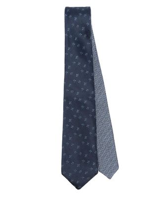 Canali Schal mit Jacquard-Blumenmuster - Blau