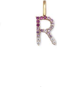 Singularu Charm Letter Spark Sakura. Initiale en argent sterling avec finition plaquée or 18kt et zirconium Bijoux pour femmes. Lettre R