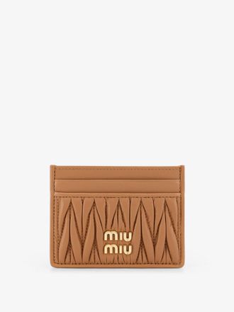 Miu Miu Quilted leather card holder with metal lettering logo - MIU MIU - gender_Woman