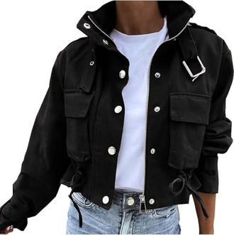 Generic Vestes pour femmes 2026 : cardigan &agrave; manches longues &agrave; imprim&eacute; floral pour femme, Noir, XXL