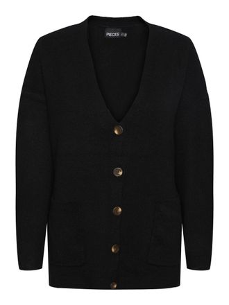 Pieces Damen Pcjuliana Ls Loose Knit Cardigan Noos Cp, Schwarz,XS