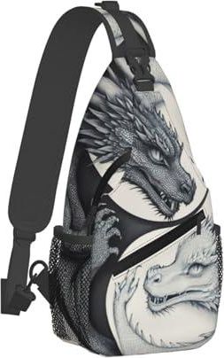 Generic Polyester Sacoche Port&eacute; &eacute;paule Dragon Ying Yan (Yinyang) Sacs &agrave; Bandouli&egrave;re Mode Sac DEpaule pour Camping Homme &eacute;cole