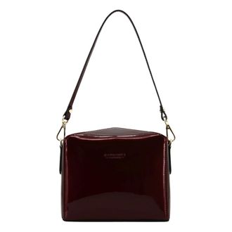 Pourchet Femme, Sacs, Rouge, Taille: ONE Size Sac port&eacute; &eacute;paule vernis bordeaux - en cuir