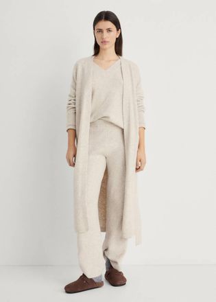 Mango Cardigan maille court beige - Femme - S - MANGO