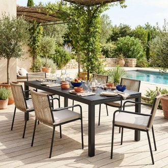 Sweeek Table de jardin extensible aluminium 10-12 places anthracite - Elora