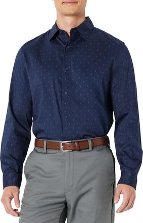 Amazon Essentials Herren Regular-Fit Langarm Stretch Kleid Hemd (erh&auml;ltlich in Big & Tall), Navy Geo Print, XX-Large