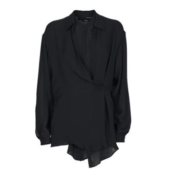 Isabel Benenato Isabel Benenato, Femme, Blouses et Chemises, Noir, Taille: 38 FR Chemise en soie