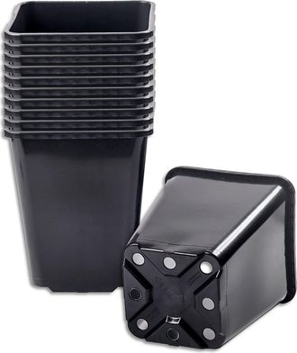 Wohnkult 10 x Anzuchttopf Pflanztopf 5,6 L schwarz 20 x 20 cm x 23 cm Blumentopf Blumenkübel Pflanztöpfe