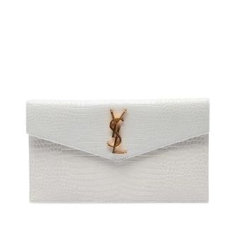 Saint Laurent Pre-owned Gepr&auml;gte Leder Clutch - - Pre-owned - Damen - Wei&szlig; - ONE SIZE
