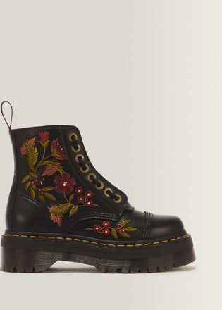 Dr. Martens Sinclair Floral Wanama Leder Schn&uuml;rstiefel in Schwarz, Gr&ouml;&szlig;e: 36