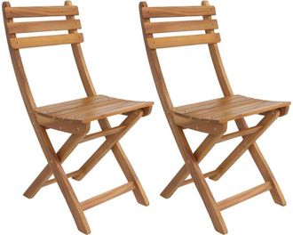 Sweeek 2er-Set zusammenklappbare Gartenst&uuml;hle aus Akazienholz Natur / Naturfarben
