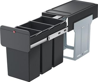 Hailo 0310-300 EcoLine Design Trio l Poubelle encastrable 3x10L Noir