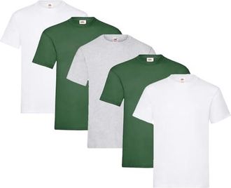 Fruit Of The Loom Lot de 5 T-shirts en coton épais pour homme, Tailles M L XL XXL 3XL, différents assortiments de couleurs, M