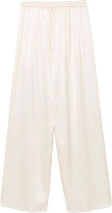 Gentryportofino Femme, Pantalons, Beige, Taille: 40 FR Satin Wide Pantalons