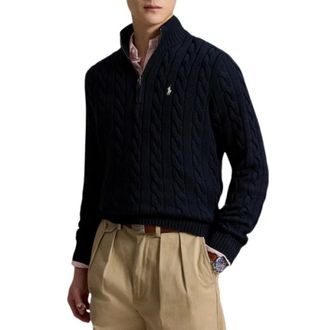 Ralph Lauren Pull zipp&eacute; &agrave; col montant - Homme - Sweatshirts et sweats &agrave; capuche - Bleu - Taille: S