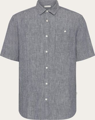 Knowledge Cotton Apparel Herren vegan Kurzarmhemd Custom Fit Vintage Indigo