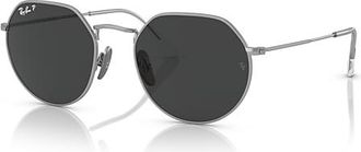 Ray-Ban Jack Titanium Sonnenbrillen Silber Fassung Schwarz Glas Polarisiert 51-20