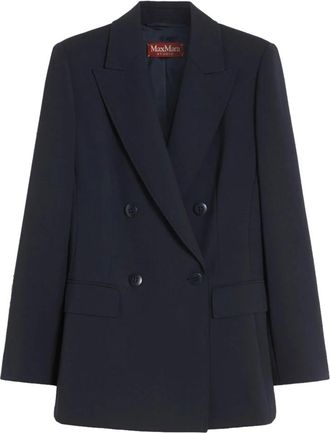 Max Mara Femme, Vestes, Bleu, Taille: 38 FR Veste Blazer Ajust&eacute;e en Cr&ecirc;pe de Laine