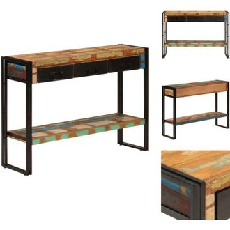 vidaXL Konsolentisch 110x30x76 cm Altholz Massiv - Industrieller Stil - Holz Sideboard - Wohnzimmerm&ouml;bel - Vintage Schreibtisch - Retro Deko