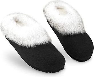 Dunlop Dunlop Pantoufles Femme Chaussons Femme Fourrure Semelles Antidérapantes (39, Noir, numeric_39)