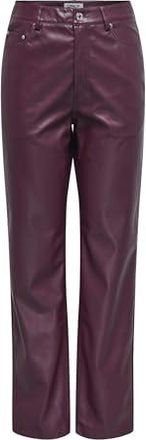 Only Faux Leather Pants Onlsadie Pantalon en Cuir synth&eacute;tique CC OTW, Mauve Wine, L Femmes