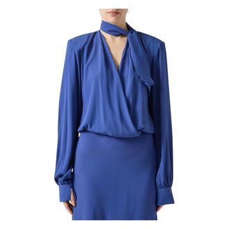 Federica Tosi Femme, Blouses et Chemises, Bleu, Taille: 38 FR Blouse en m&eacute;lange de soie