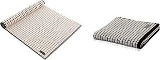 Möve Eden Badteppich mit Kästchenstruktur 60 x 100 cm aus 100% Baumwolle, Nature/Black & Eden Handtuch Kästchenstruktur Velours 50 x 100 cm aus 80% Baumwol