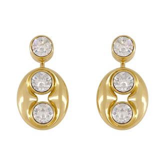 Amina Muaddi Femme, Accessoires, Jaune, Taille: ONE Size Boucles doreilles Iris en Or avec Cristaux Blancs