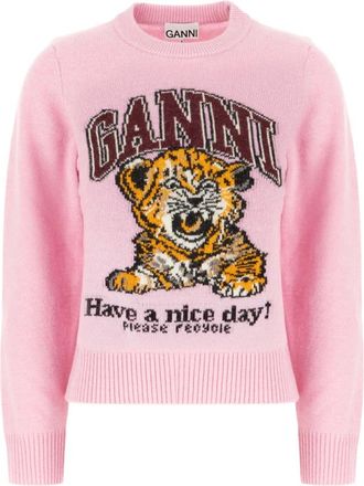 Ganni Femme, Pulls, Rose, Taille: 38 FR Tricot &agrave; col rond