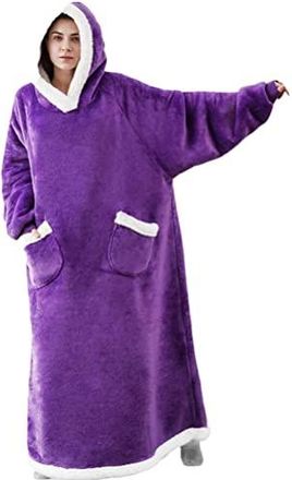 ORANDESIGNE Pull Plaide Geant Unisexe Couverture Polaire Sweats &agrave; Capuche avec Poches Long Sweater en Polaire Sherpa Surdimensionn&eacute;e Hooded Begummy Sweatshirt A V