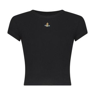 Vivienne Westwood Orb Besticktes Cropped T-Shirt - - Tops - Damen - Schwarzk - M