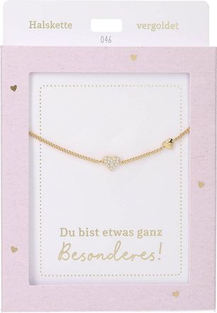 Depesche 13895.46 Halskette mit Herz und Glitzerstein, vergoldet, variabel in der L&auml;nge tragbar (42 cm + 5 cm), als Geschenk oder kleine Aufmerksamkeit