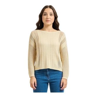 Pennyblack Femme, Pulls, Blanc, Taille: 42 FR Top en maille et tricot c&ocirc;tel&eacute;
