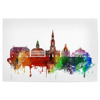 artboxONE Poster 150x100 cm St&auml;dte Dresden Germany Skyline Watercolor - Bild Dresden Germany Skyline