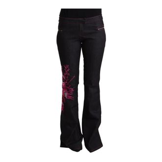 Exte Femme, Jeans, Noir, Taille: 36 FR Jeans Floraux Brod&eacute;s