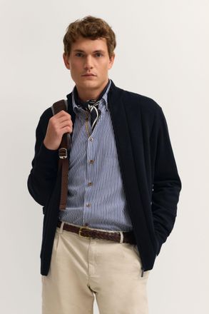 Bugatti Herren Strickjacke mit Streifen in 3D-Optik