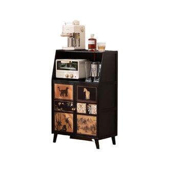 Generic Sideboard im Konsolenstil, Aufbewahrungsschrank aus Holz, schmaler Schrank mit herausnehmbaren Regalb&ouml;den und offener Arbeitsfl&auml;che, geeignet for klei