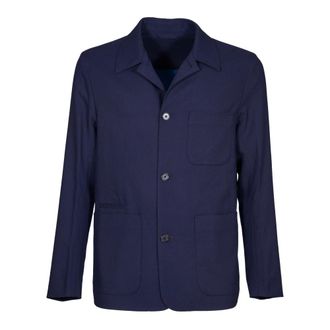 Paul Smith Blaue Wolljacke mit Knopfverschluss - - Jackets - Herren - Blau - 2XL