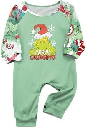 Generic Le Grinch Pyjama Noel Famille De Grinch Couple Ensemble Deguisement Vetement Enfant Assorti Chaud Et Doux Hiver Bebe Coton The Pull Femme Noël Homme C