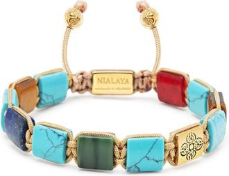 Nialaya Homme, Accessoires, Jaune, Taille: XL The Dorje Flatbead Collection - Turquoise, Blue Lapis, Carnelian, Brown Tiger Eye and Green Jade